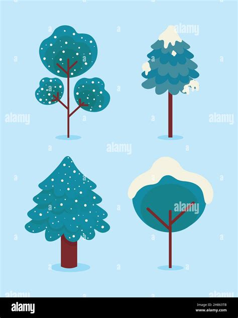 Set Of Winter Trees Stock Vector Image And Art Alamy