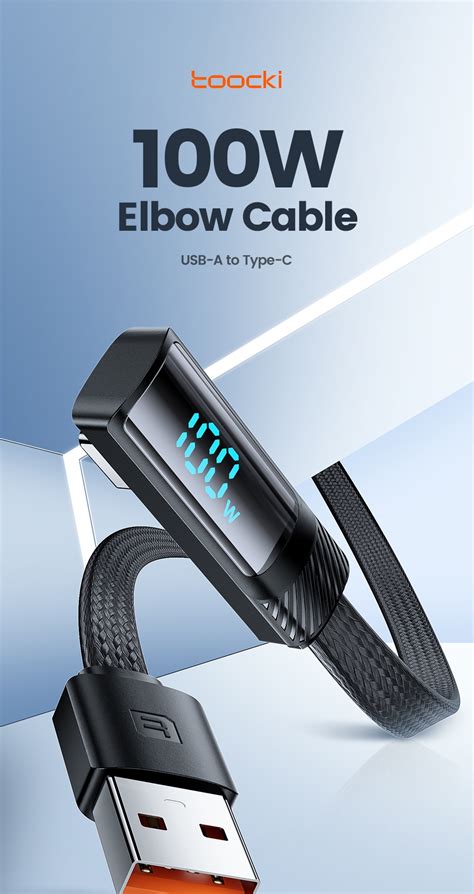 Toocki 100w Type C To Type C Fast Charging Cable 90 Degrees Elbow