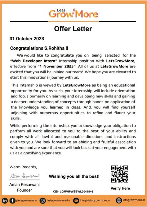 S Rohitha On Linkedin Letsgrowmore Webdevelopment