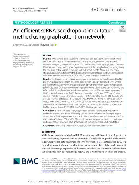 pdf an efficient scrna seq dropout imputation method using graph