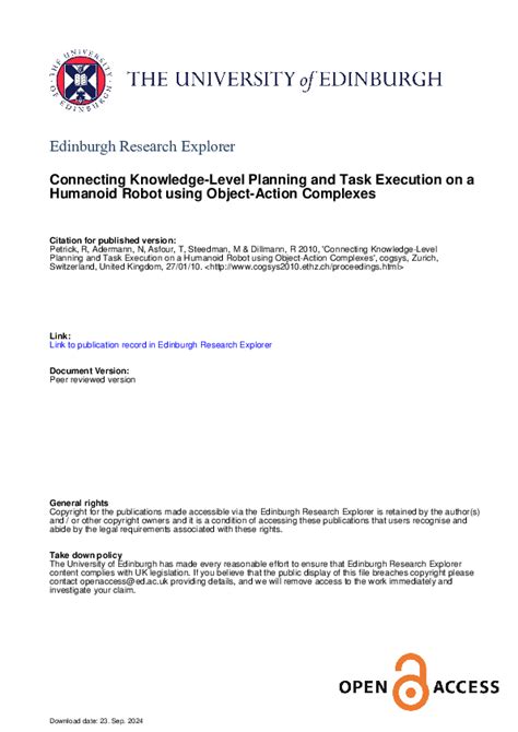 Pdf Integrating Planning And Execution In Humanoids