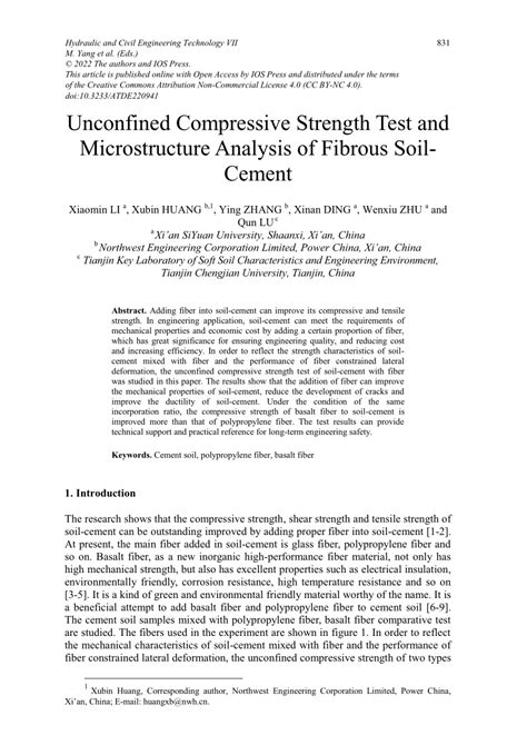 pdf unconfined compressive strength test and microstructure analysis