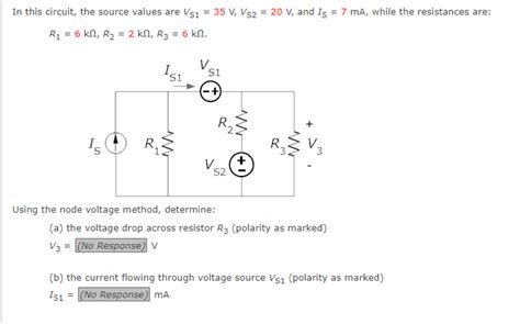 solved in this circuit the source values are vs1 35