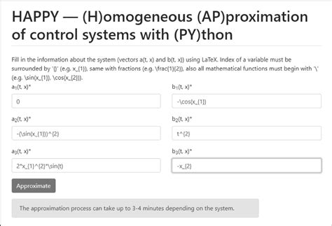 Screenshot Of The Web Application Setting A System For Approximation Download Scientific Diagram