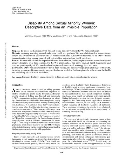 Pdf Disability Among Sexual Minority Women Descriptive Data From An