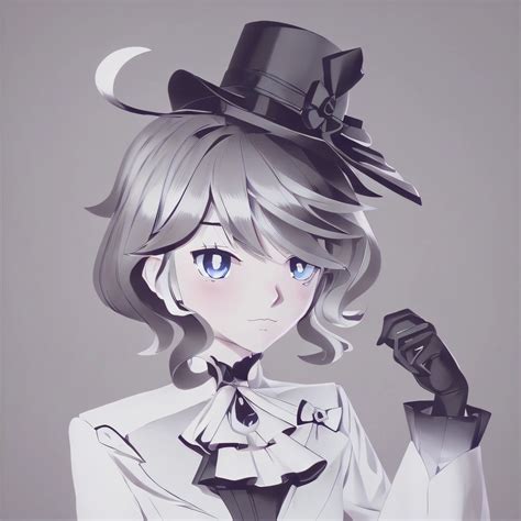 모자와 나비넥타이를 쓴 애니메이션 소녀 Seaart Ai