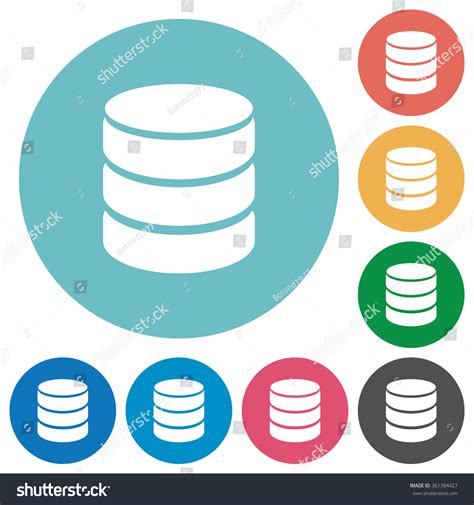 Flat Database Icon Set On Round Stock Vector 361384427 Shutterstock