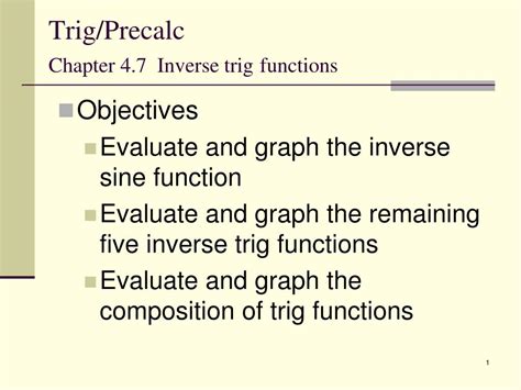 PPT Trig Precalc Chapter Inverse Trig Functions PowerPoint Presentation ID