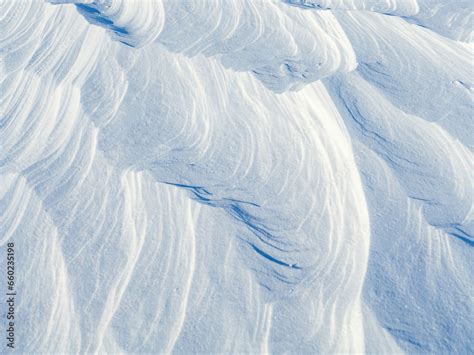Fotka „snow Texture Wind Sculpted Patterns On Snow Surface Wind In