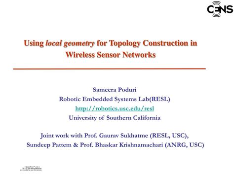 ppt using local geometry for topology construction in wireless sensor