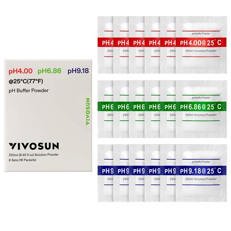 18-Pack pH Meter Buffer Solution Powder, pH 6.86/4.00/9.18, pH Buffer ...