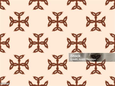 픽셀 스타일의 Carolingian 십자가가있는 매끄러운 패턴 픽셀화된 카롤링거 십자가 켈트 매듭 80 년대와 90 년대의 8