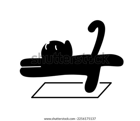 Black Cat Stretching Kitten Doing Yoga Stock Vector Royalty Free