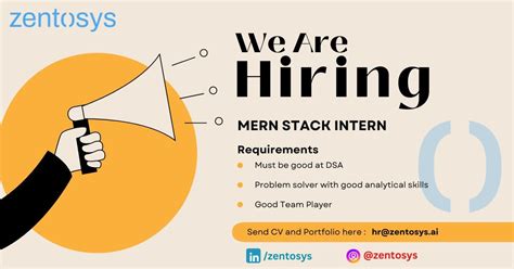 Zentosys™ On Linkedin Hiring Internship Mernstack Dsa Techjobs