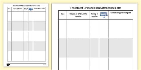 Free Teachmeet Cpd And Event Attendance Form Twinkl