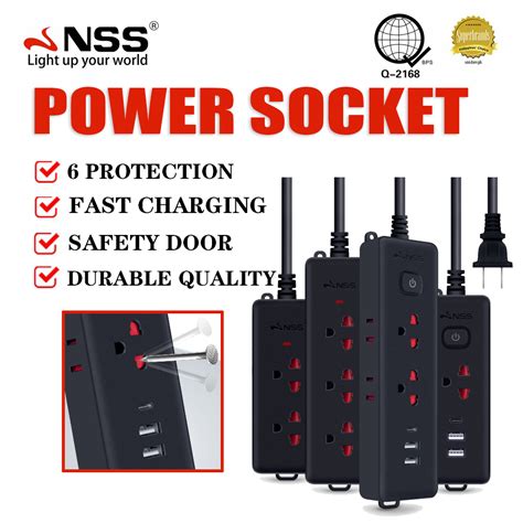 Nss Multi Function Socket Extension Outlet With Switch Usb Cable Socket Power Extension Sockets