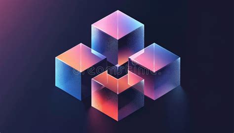 Three Cubes Made Of Clear Glass Are Arranged In A Triangular Formation