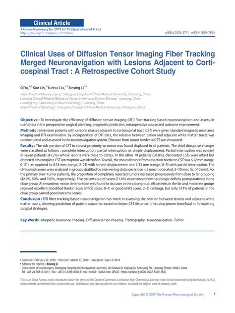 Pdf Clinical Uses Of Diffusion Tensor Imaging Fiber Tracking Merged