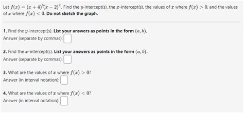 Solved Let F X X X Find The Y Intercept S The Chegg Com