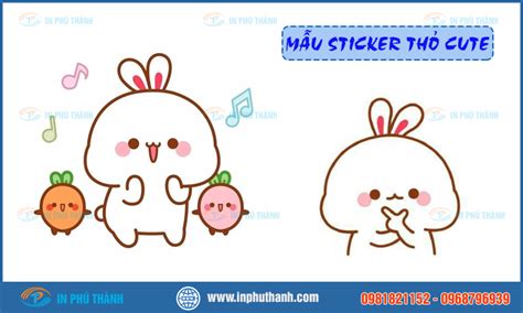Sticker Thỏ Cute Nhiều Mẫu đẹp Thiết Kế Theo Yêu Cầu In Phú Thành In Phú Thành