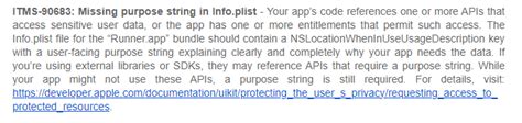 Apple Reports That App Requires Permissions That Are Disabled In Plist