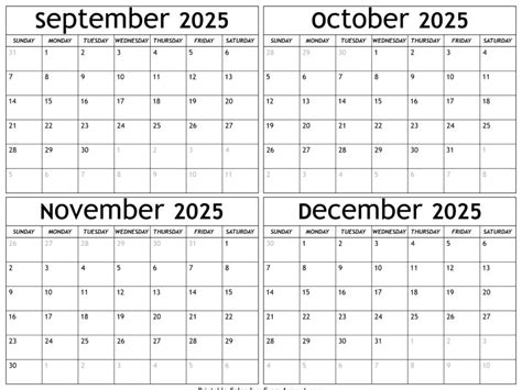 Calendar September To December 2025