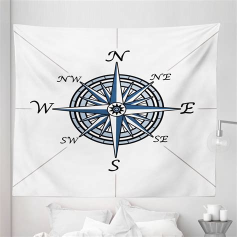 Compass Tapestry Sea Color Themed Voyage Windrose Discovery Marine