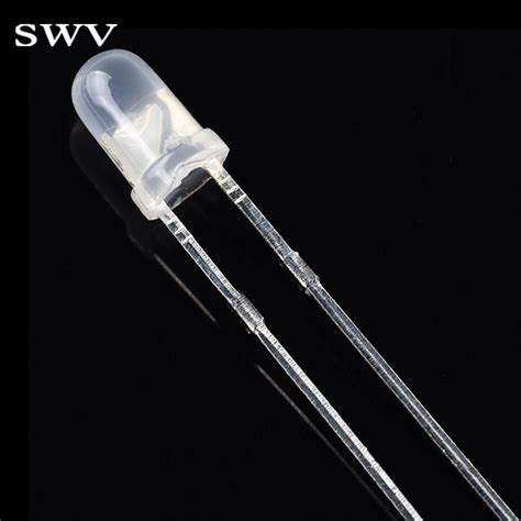 3MM发光二极管LED灯珠磨砂灯雾状白发绿红蓝黄色 F3无极红绿光 虎窝淘