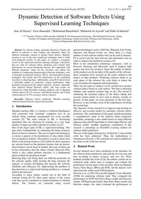 pdf dynamic detection of software defects using supervised learning