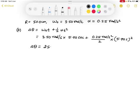 solved a wheel of radius 50 0 cm rotates with a constant angular