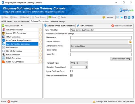 Help Manual Configuring Azure Service Bus Connection