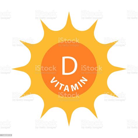 비타민 D 텍스트 태양 아이콘 벡터 아름다움 약국 영양 스킨 케어 개념 그래픽 디자인 로고 웹사이트 소셜 미디어 모바일 앱 Ui 일러스트레이션 0명에 대한 스톡 벡터 아트