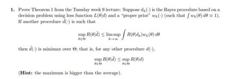 Prove Theorem From The Tuesday Week Lecture Chegg