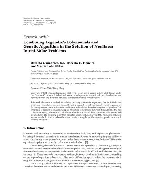 pdf combining legendre s polynomials and genetic algorithm in the