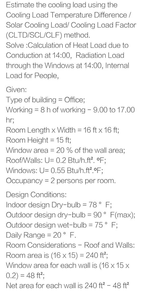 Solved Estimate The Cooling Load Using The Cooling Load Chegg Com