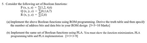 Solved 5 Consider The Following Set Of Boolean Functions