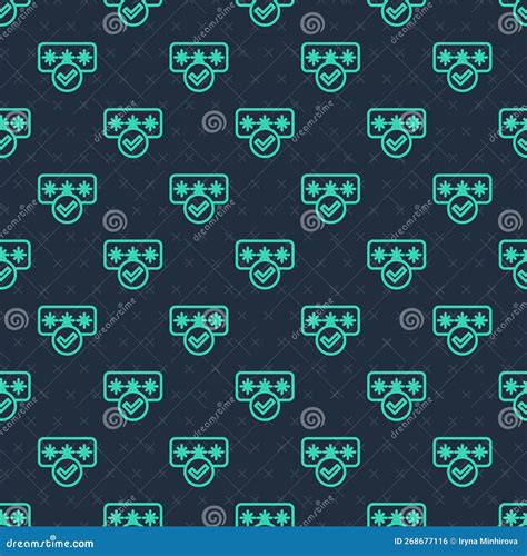 Green Line Password Protection And Safety Access Icon Isolated Seamless Pattern On Blue