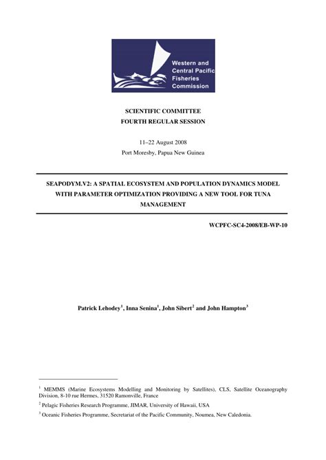Pdf Seapodymv2 A Spatial Ecosystem And Population Dynamics Model