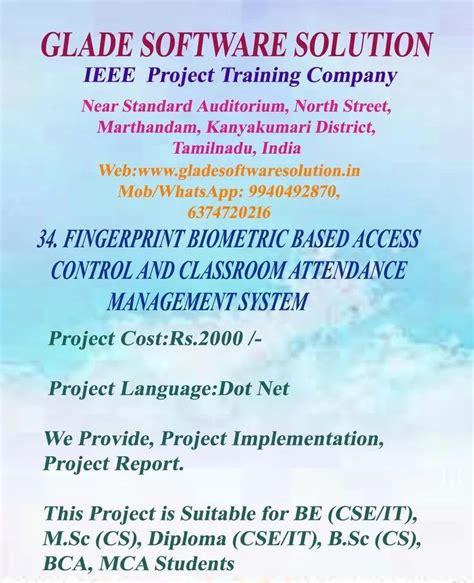 Fingerprint Biometric Based Access Control And Classroom Attendance
