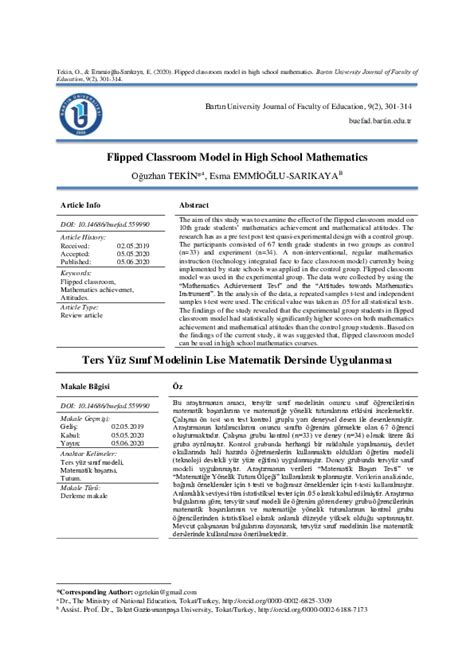 Pdf Flipped Classroom Model In High School Mathematics