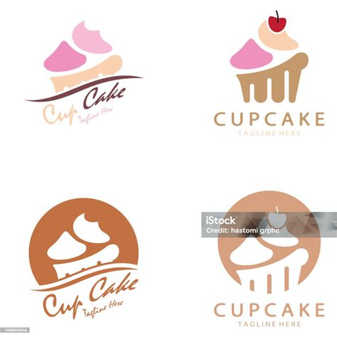 컵케이크 로고 디자인 벡터 일러스트레이션 템플릿입니다 컵케이크 빵집 Iconcake 상점 케이크 가게 벡터 고급에 대한 스톡
