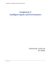 AI Assignment Docx Assignment Intelligent Agents And Environments Assignment