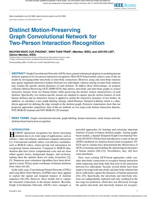 Pdf Distinct Motion Preserving Graph Convolutional Network For Two
