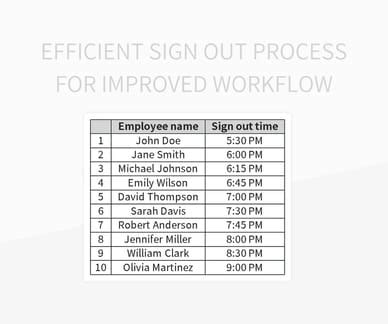 Efficient Sign Out Process For Improved Workflow Excel Template And Google Sheets File For Free