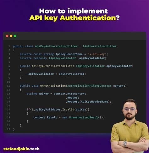 stefan Đokić on linkedin how to implement api key authentication 🔑