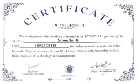 samatha reddy on linkedin internship eztechnologies python
