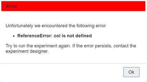 piloting error message variable is not define online experiments