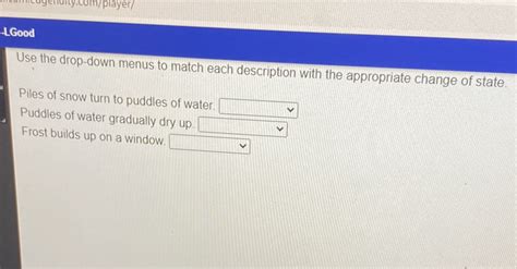 use the drop down menus to match each description with the appropriate