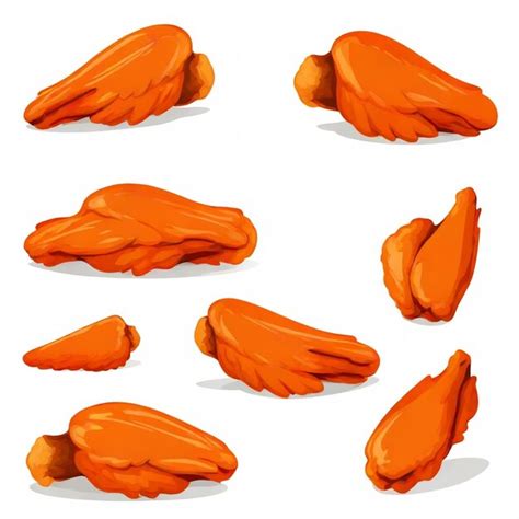 Buffalo Wings Vector Set White Background Isolated A High Quality N