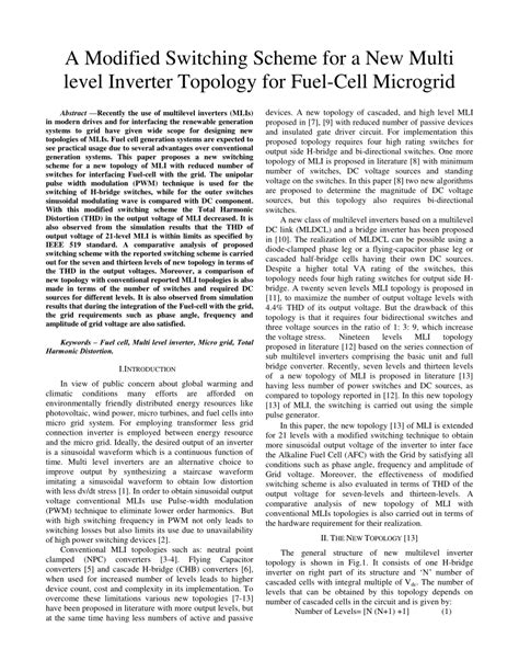 Pdf A Modified Switching Scheme For A New Multi Level Inverter